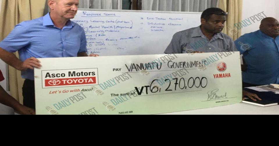 Asco Motors donates over VT6 million to Education | News | dailypost.vu