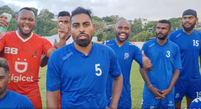 Fiji football striker Roy Krishna joins team training yesterday ...