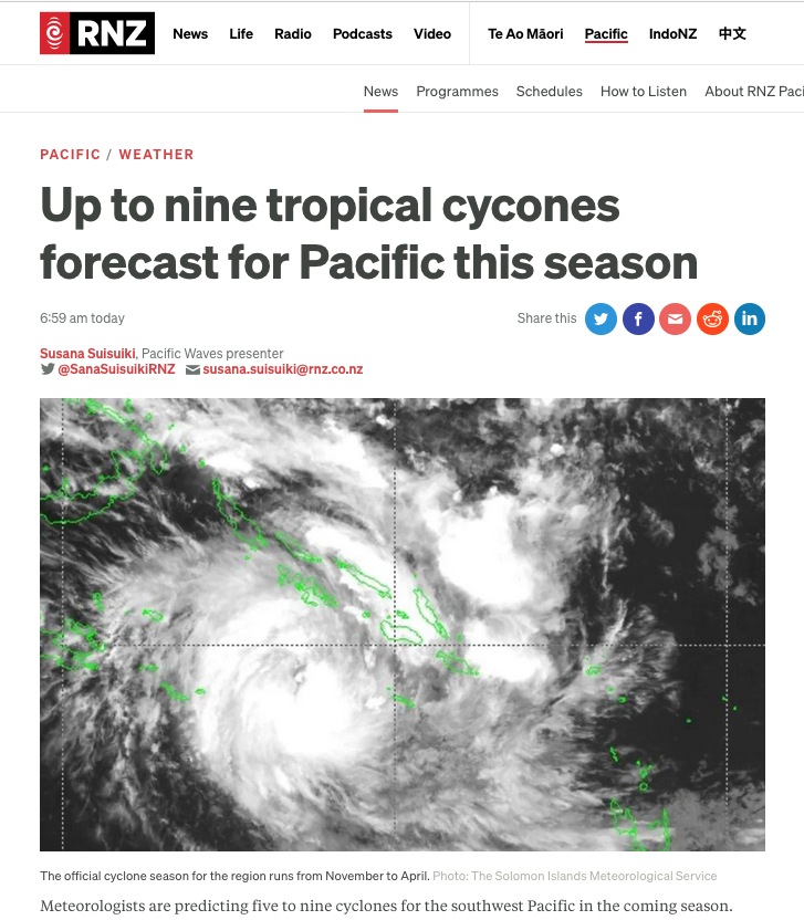 Up to nine tropical cyclones forecast for Pacific this season | News ...