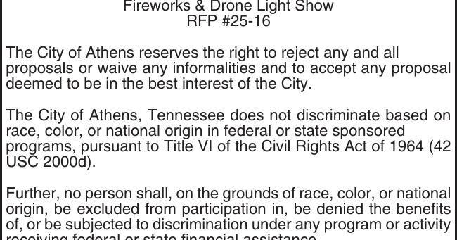 LEGAL NOTICE The City of Athens will | Public Notices ...