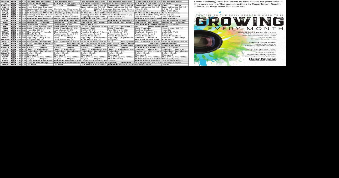 TV Grid 12/20 | All Access | dailyrecordnews.com