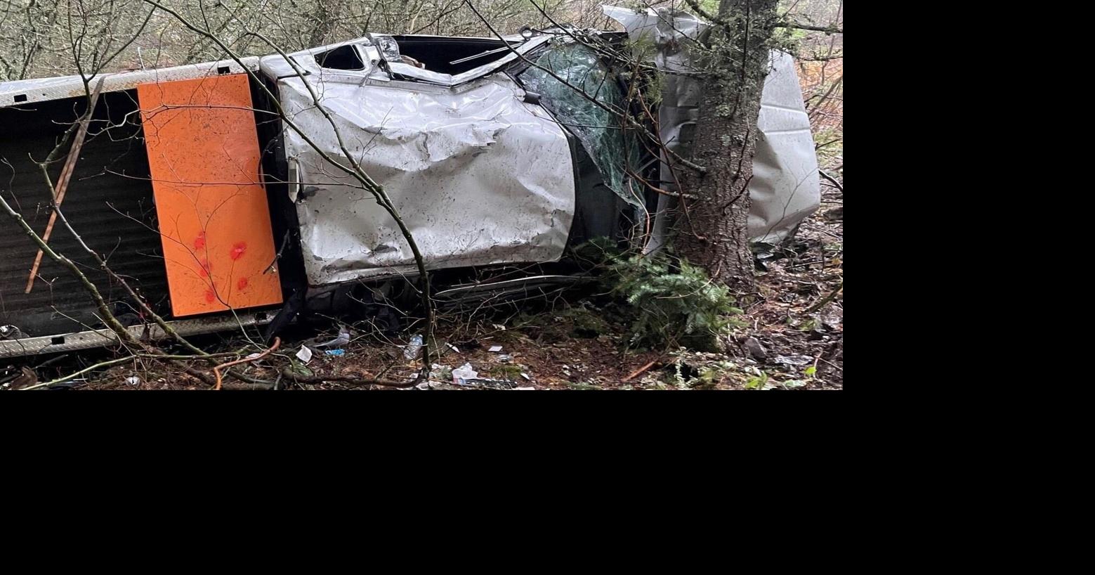 Truck crashes 400 feet down slope, multiple rescue units respond to ...
