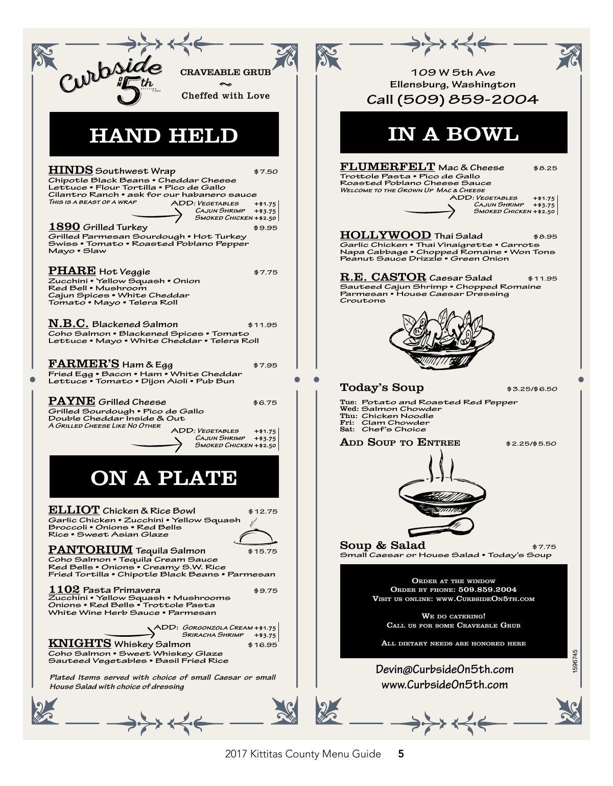 2017 Menu Guide // Curbside on 5th | Menuguide | dailyrecordnews.com