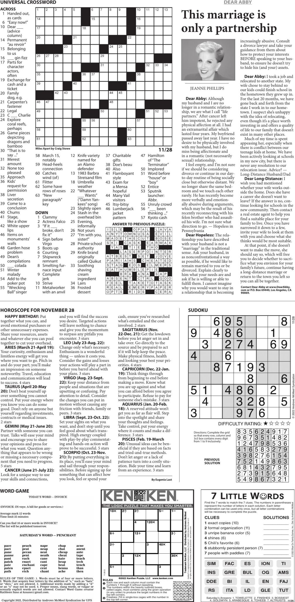 Puzzles 11/28 | All Access | dailyrecordnews.com