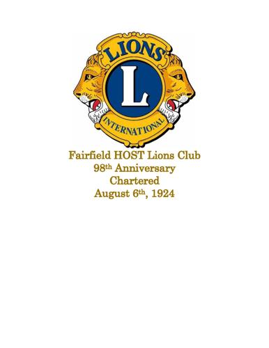 Milestone: Fairfield HOST Lions Club 98th Anniversary | Community News ...