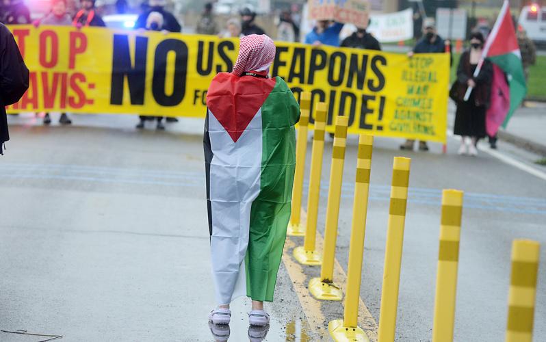 Protesters demand Travis Air Force Base stop supplying Israel with ...