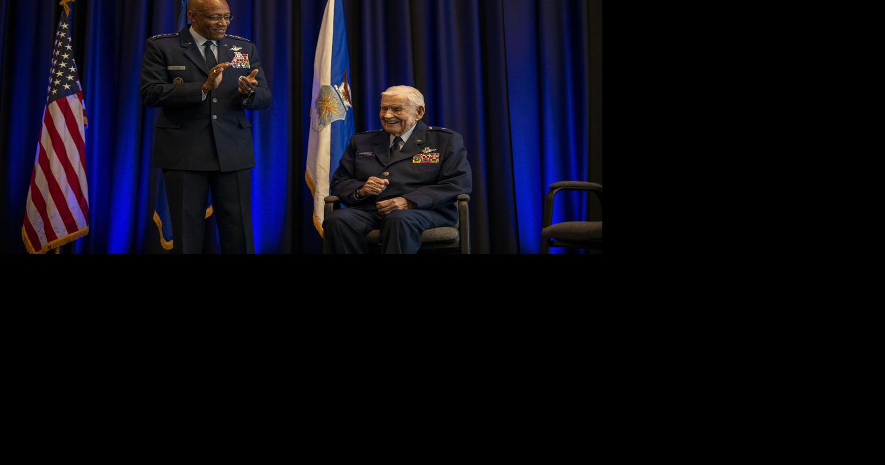 Air Force chief of staff promotes retired WWII triple ace fighter pilot ...