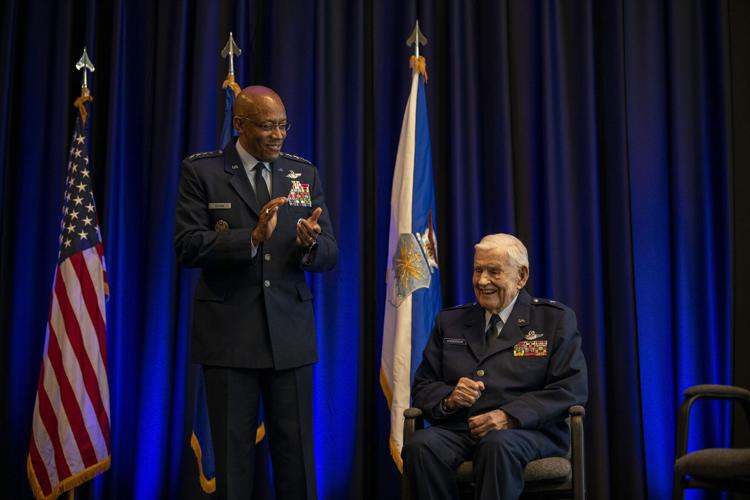 Air Force chief of staff promotes retired WWII triple ace fighter pilot ...