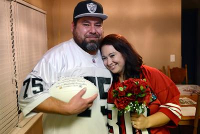 Game day nuptials: Fairfield pair embrace rivalry for 49ers, Raiders ...