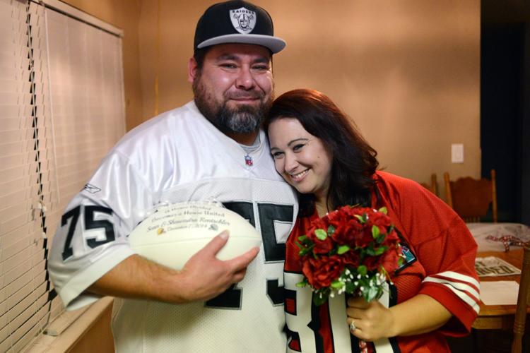 Game day nuptials: Fairfield pair embrace rivalry for 49ers, Raiders wedding | Lifestyle ...