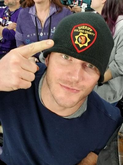 Actor Chris Pratt dons Solano County sheriff’s beanie at Super Bowl ...
