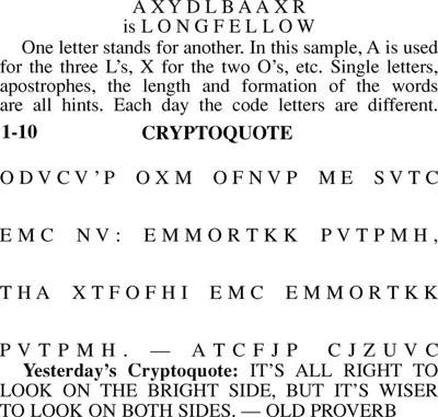 Cryptoquote | Diversions | dailyrepublic.com