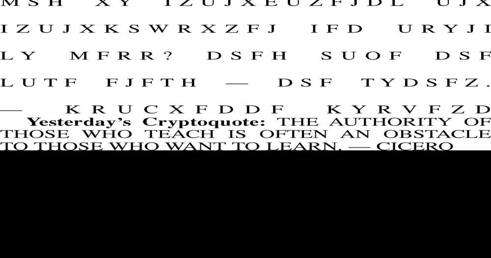 Cryptoquote | Diversions | dailyrepublic.com
