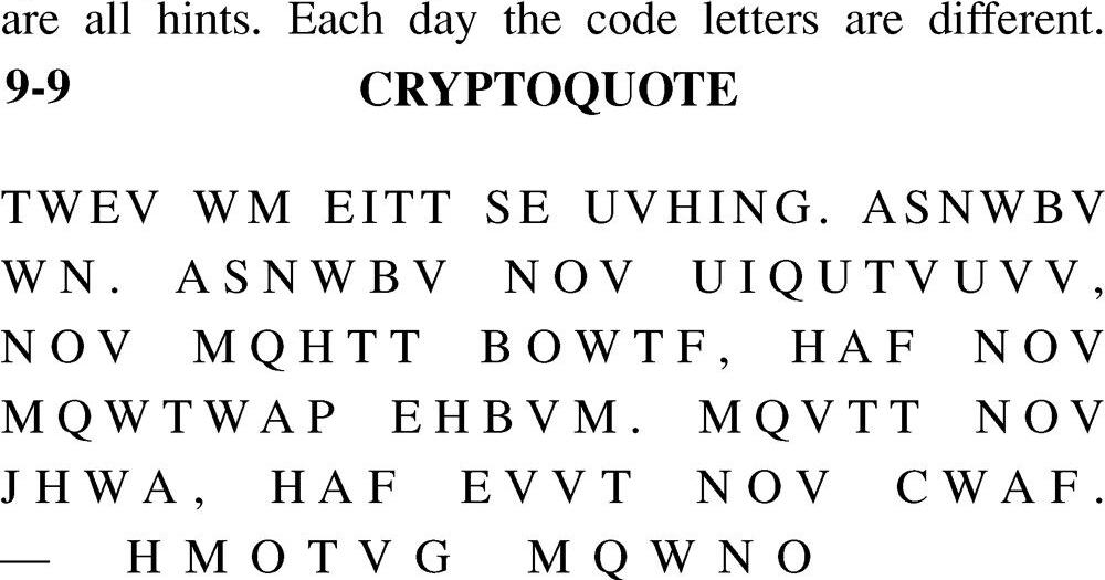 Cryptoquote | Diversions | dailyrepublic.com