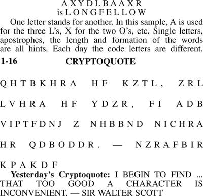 Cryptoquote | Diversions | dailyrepublic.com