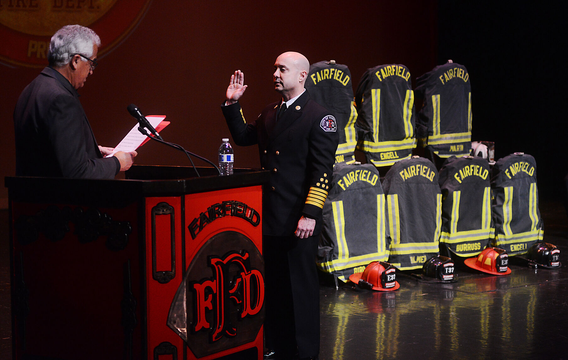 Fairfield holds badge pinning ceremony for new Fire Chief John Sturdee ...