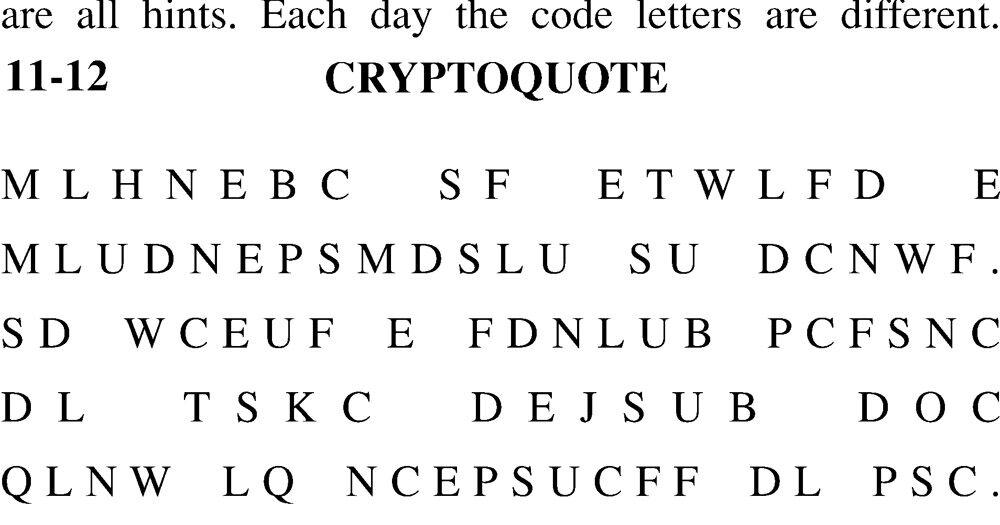 Cryptoquote | Diversions | dailyrepublic.com