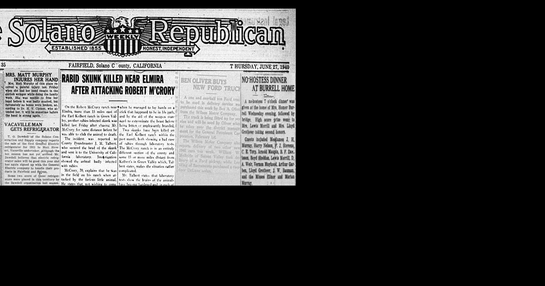 Back in the Day: Local front page newspaper stories from the past ...