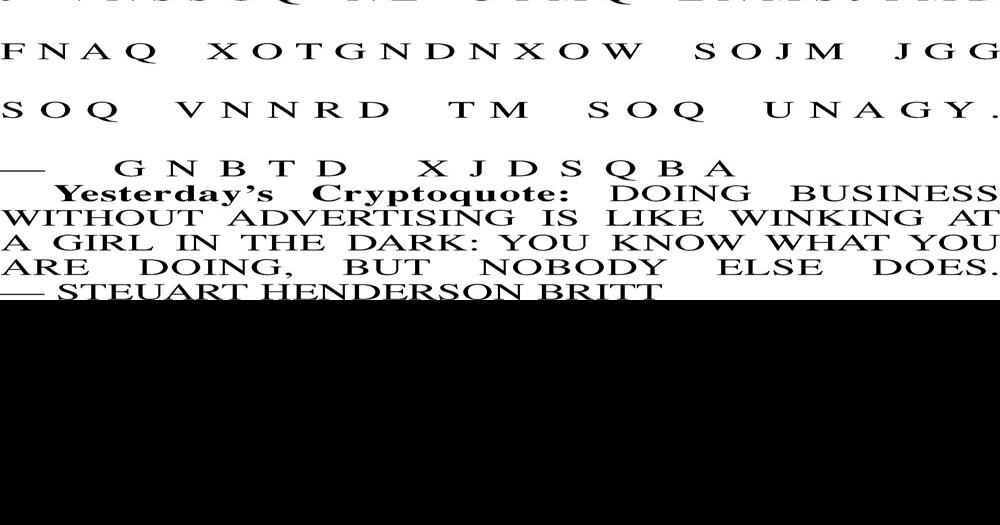 Cryptoquote | Diversions | dailyrepublic.com