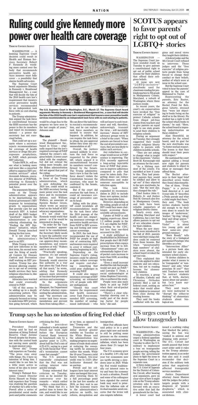 Page A09 | Print Edition | dailyrepublic.com