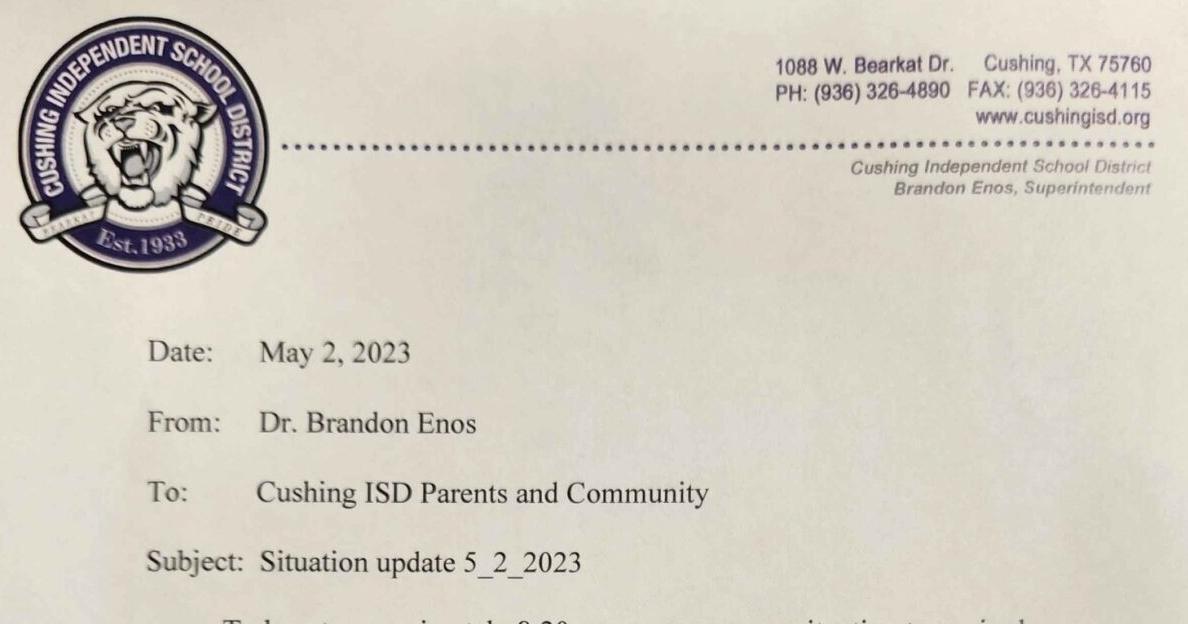 Guns drawn by police during 'emergency situation' at Cushing ISD ...