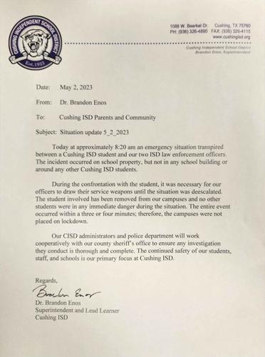 Guns drawn by police during 'emergency situation' at Cushing ISD ...