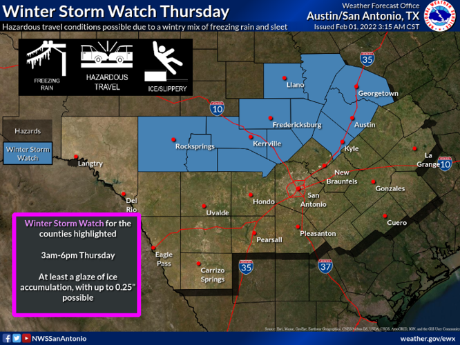WINTER STORM WATCH posted for the Hill Country including Kerrville and ...