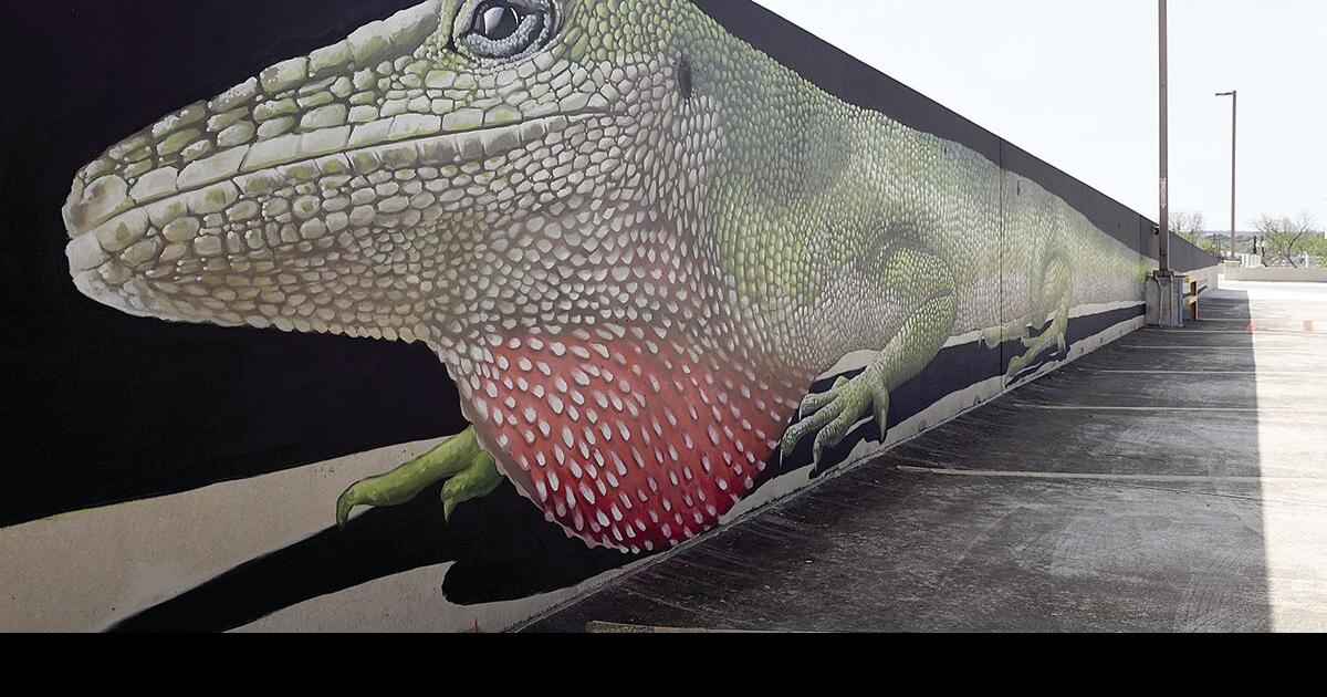 Houston artist creates giant lizard in parking garage | News ...