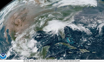 Satellite imagery captures wildfire smoke and Hurricane Sally Wednesday ...