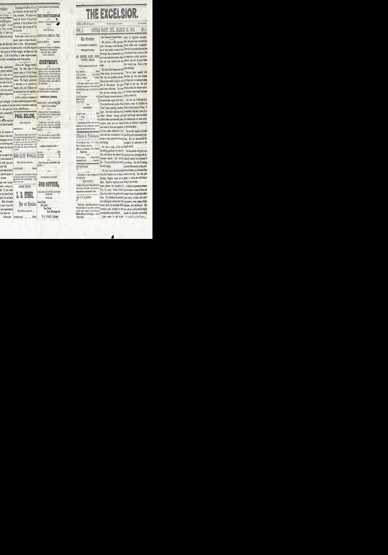Making headlines in 1878: The first issue of the Center Point Excelsior ...
