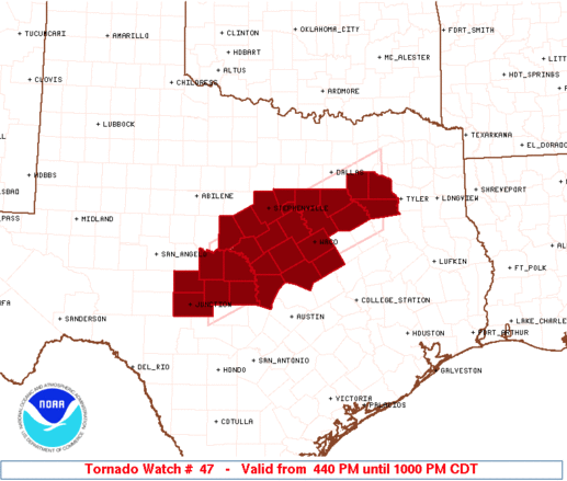 Tornado Watch until 10 p.m. for areas northwest of Kerrville; Kerrville ...