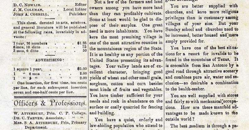 Making headlines in 1878: The first issue of the Center Point Excelsior ...