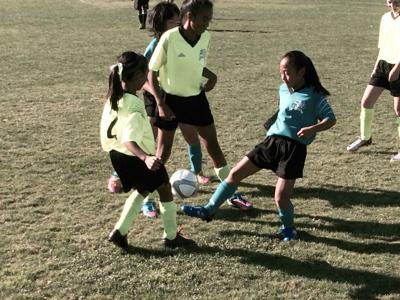 Chloe Barr and Aedyn Gravely Highlighters AYSO soccer photo | Do-not ...