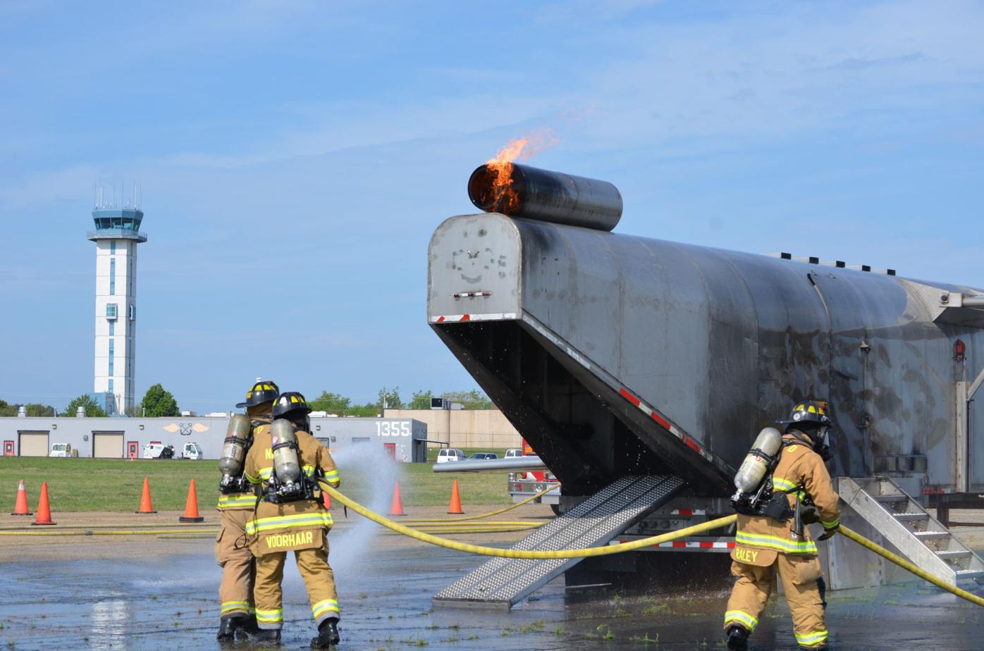 Firefighters conduct required aircraft fire training using MAFTD ...