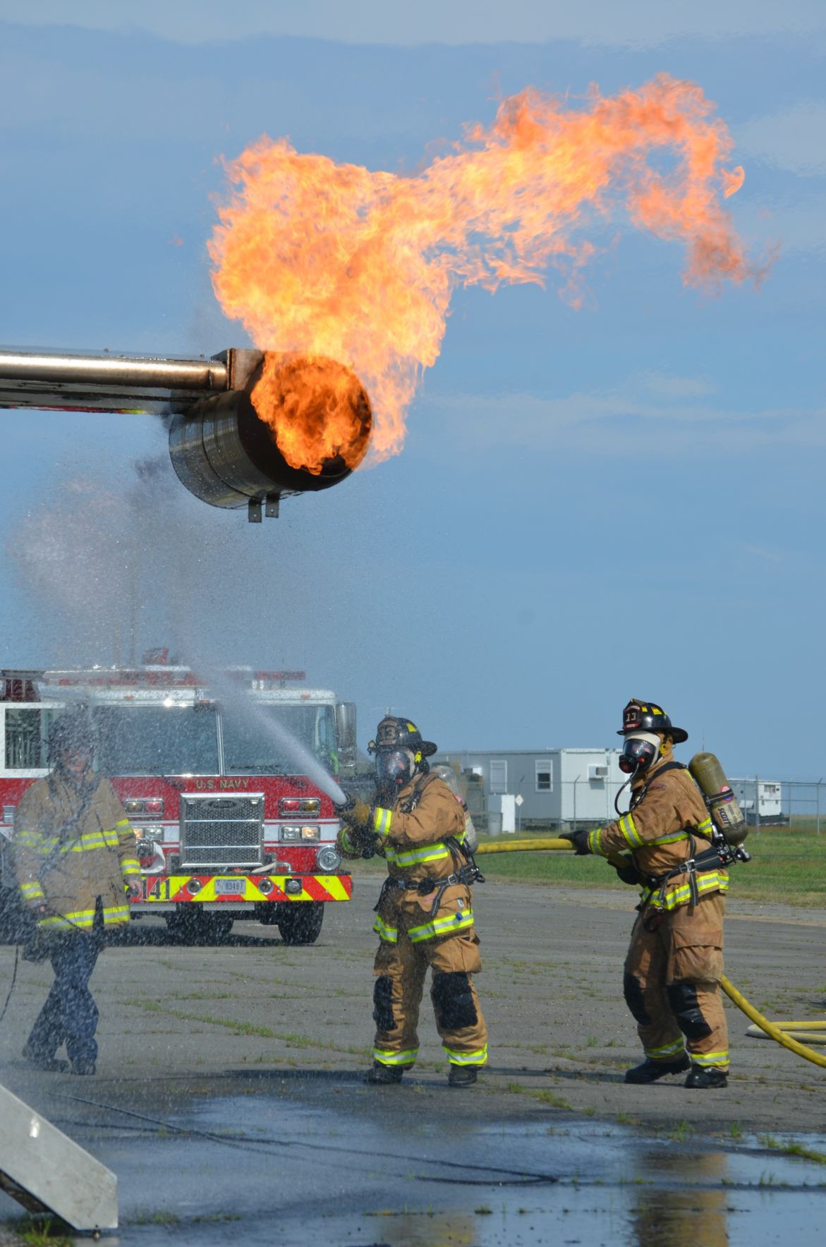 Firefighters conduct required aircraft fire training using MAFTD ...