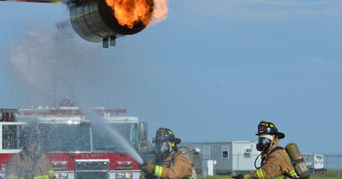 Firefighters conduct required aircraft fire training using MAFTD ...
