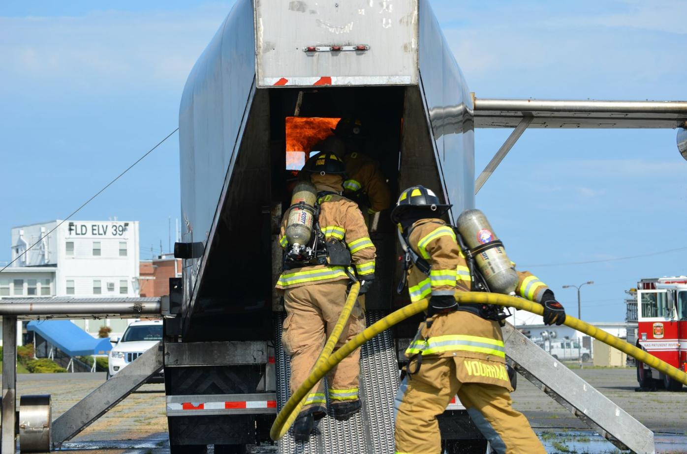 Firefighters conduct required aircraft fire training using MAFTD ...