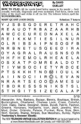 Wonderword puzzles: Week of May 14, 2023 | Puzzles from Print Edition ...