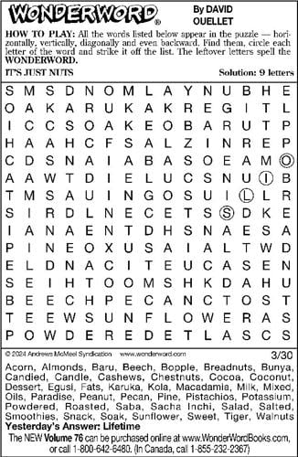 Wonderword puzzles: Week of March 24, 2024 | Puzzles from Print Edition ...