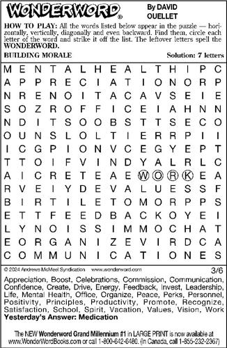 Wonderword puzzles: Week of March 3, 2024 | Puzzles from Print Edition ...