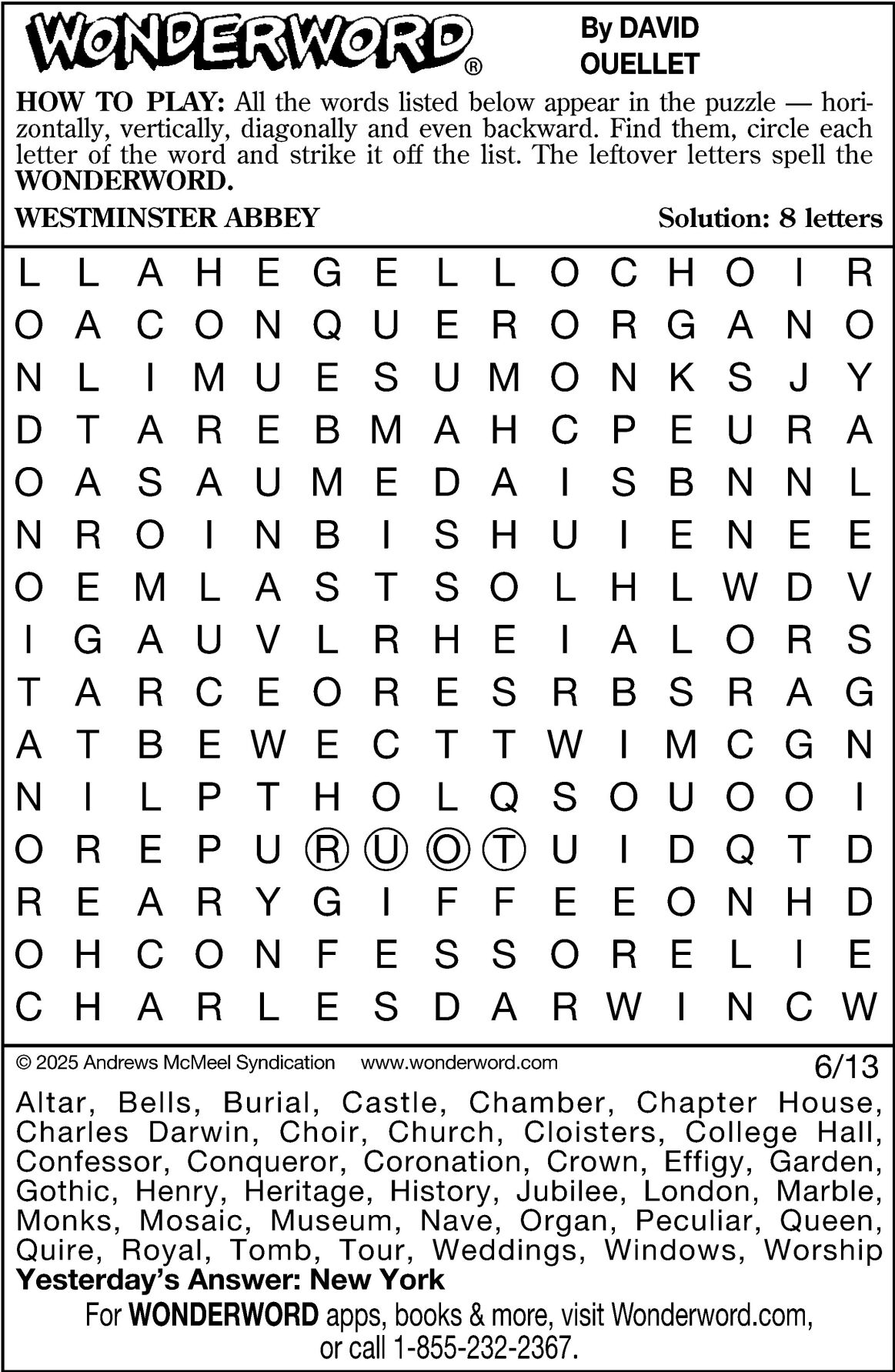 Wonderword puzzles for Week of June 8, 2025 | Multimedia | dcourier.com