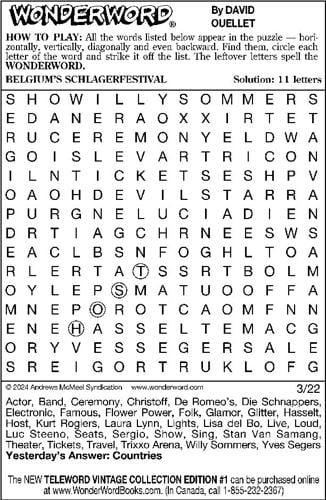 Wonderword puzzles: Week of March 17, 2024 | Puzzles from Print Edition ...