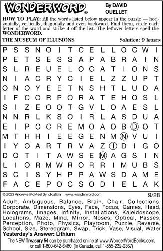 Wonderword puzzles: Week of September 24, 2023 | Puzzles from Print ...