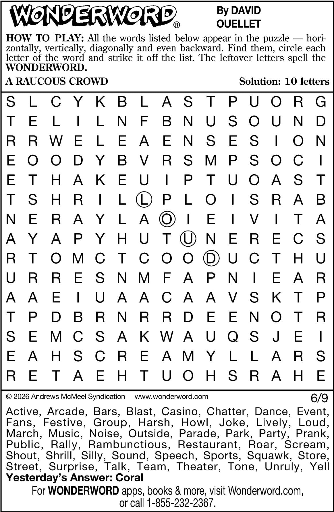 Wonderword puzzles for Week of June 7, 2026 | Multimedia | dcourier.com