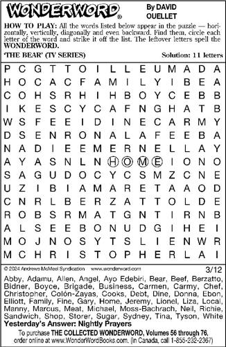 Wonderword puzzles: Week of March 10, 2024 | Puzzles from Print Edition ...