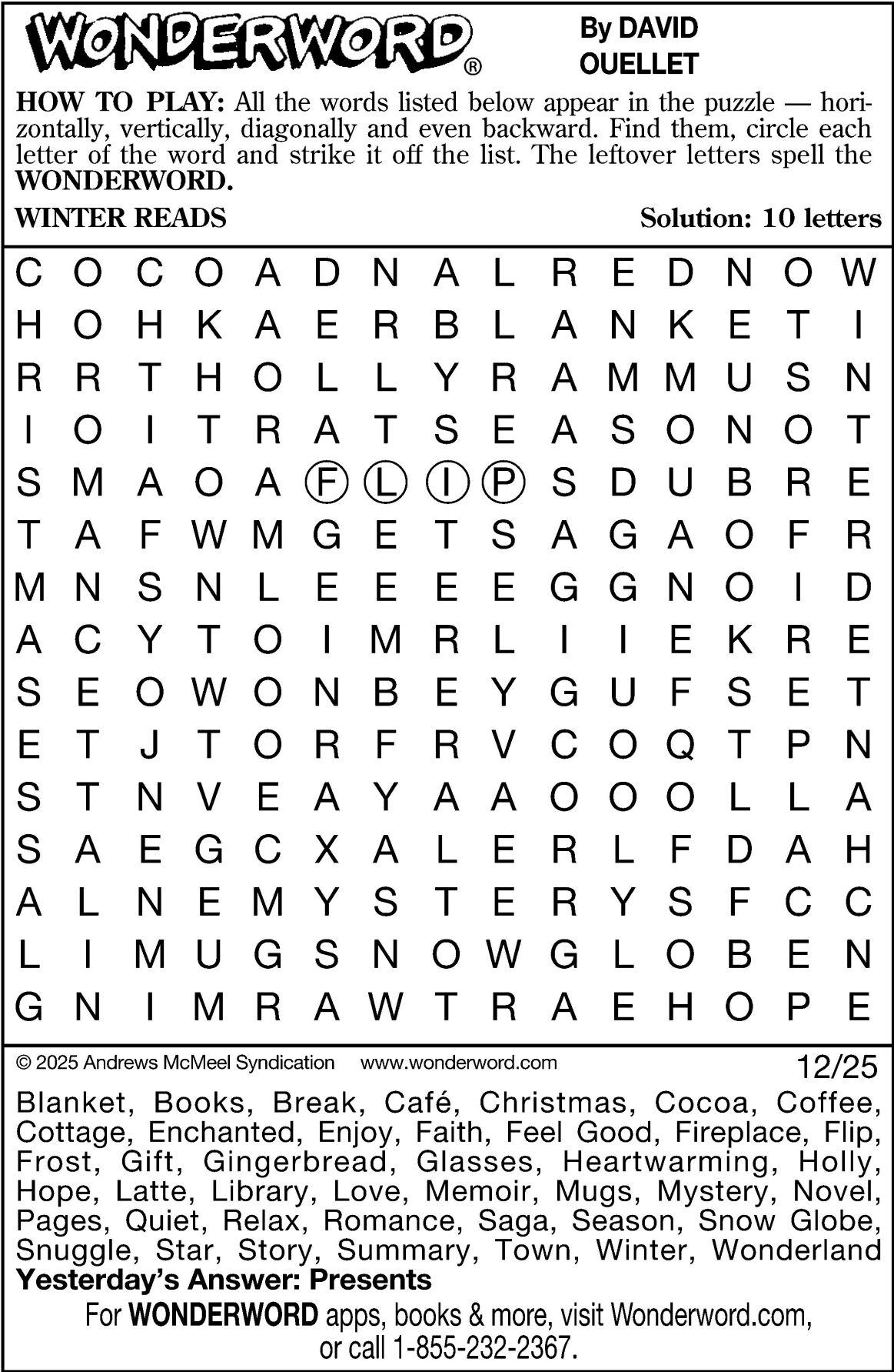 Wonderword puzzles for Week of Dec. 21, 2025 | Multimedia | dcourier.com