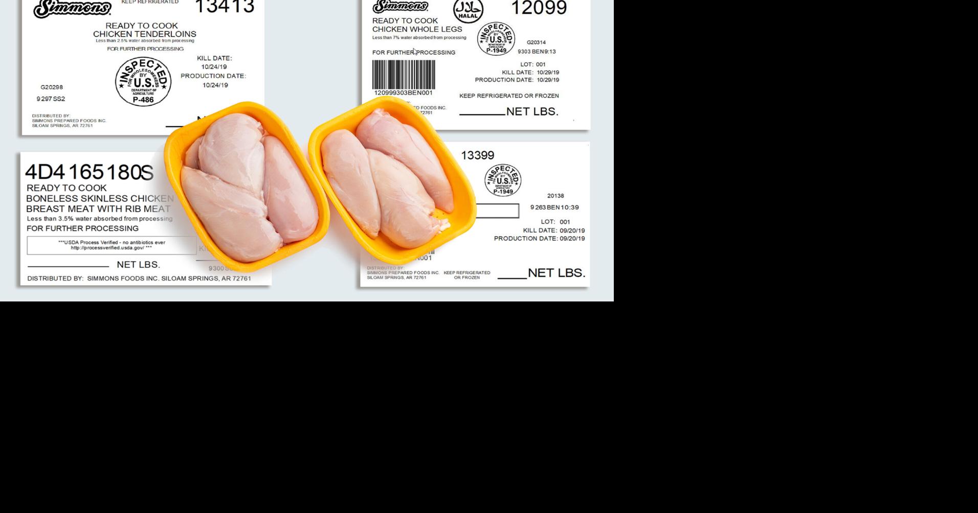 High-risk recall of chicken products by Simmons Prepared Foods ...