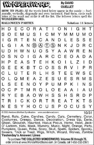 Wonderword puzzles: Week of October 29, 2023 | Puzzles from Print ...