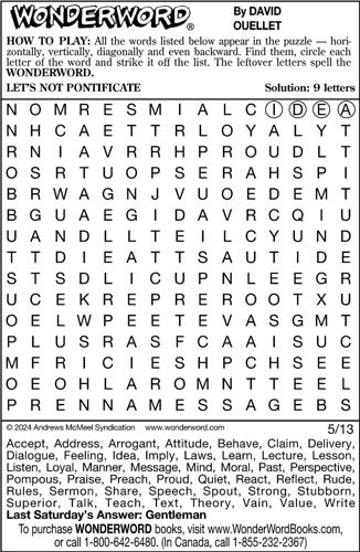 Wonderword puzzles: Week of May 12, 2024 | Puzzles from Print Edition ...
