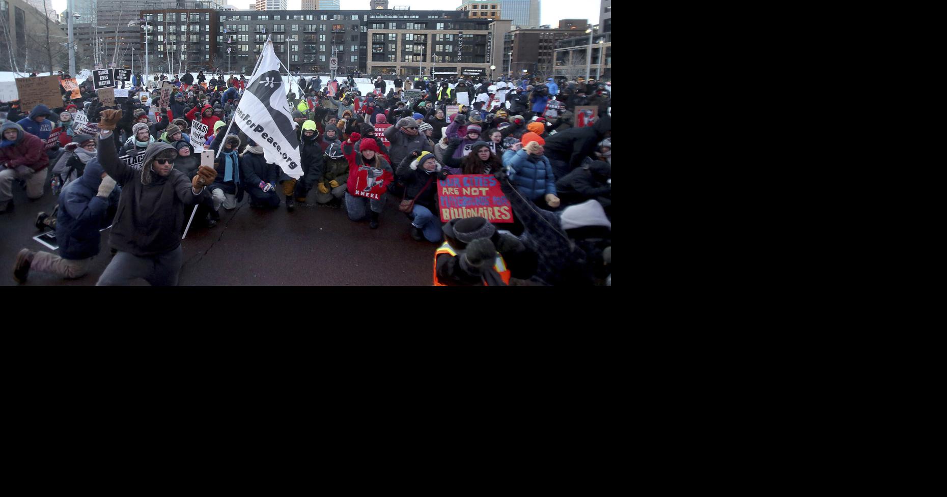 Protesters block trains near Super Bowl, march on stadium | National ...